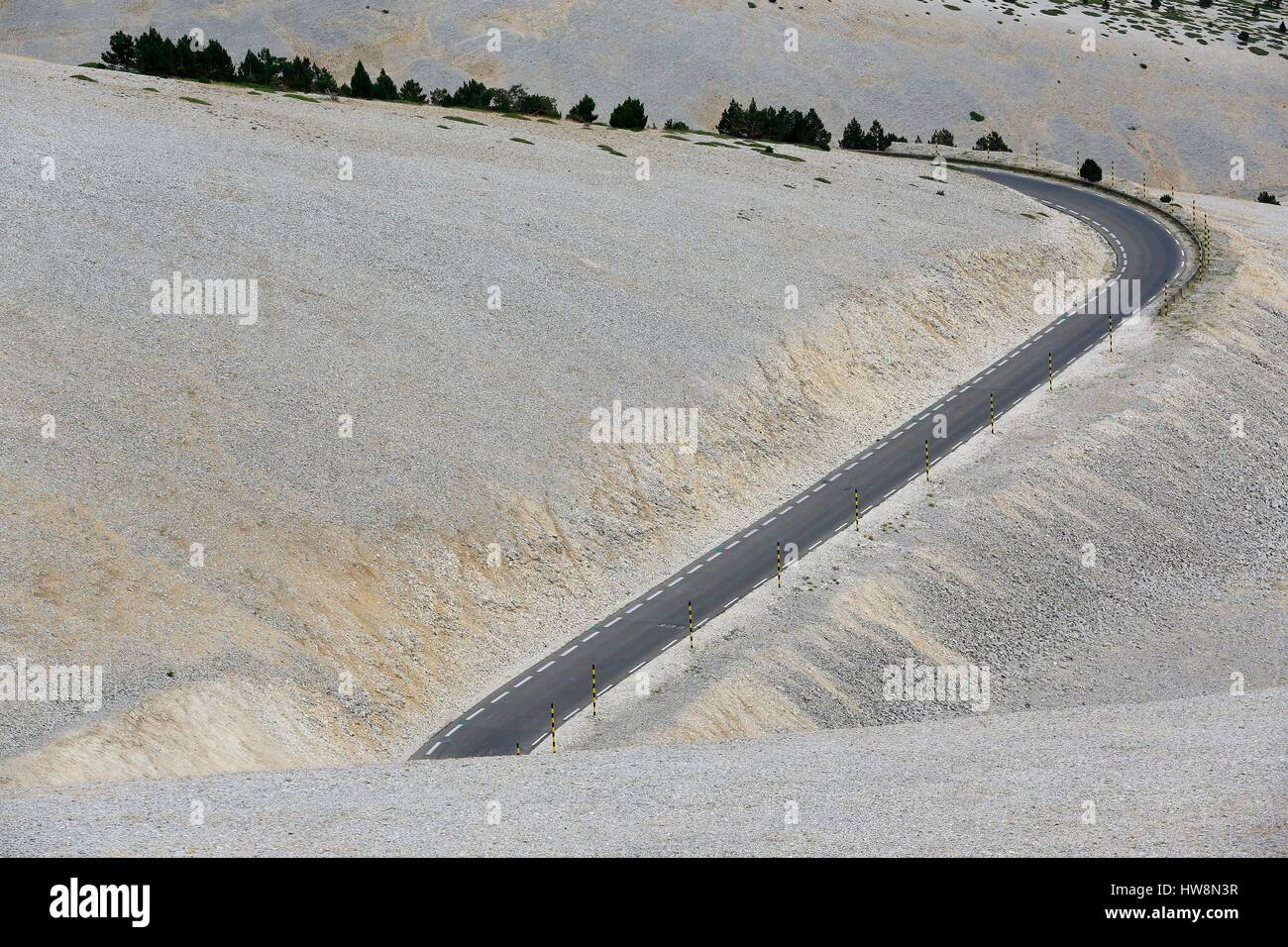 France, Vaucluse, Mont Ventoux, Col storms, D974, south side Stock ...