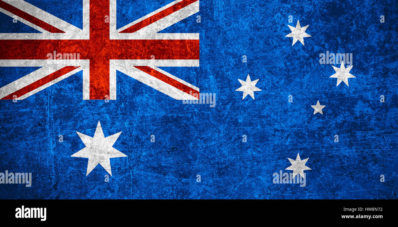 flag of Australia or Australian banner on scratched vintage texture ...