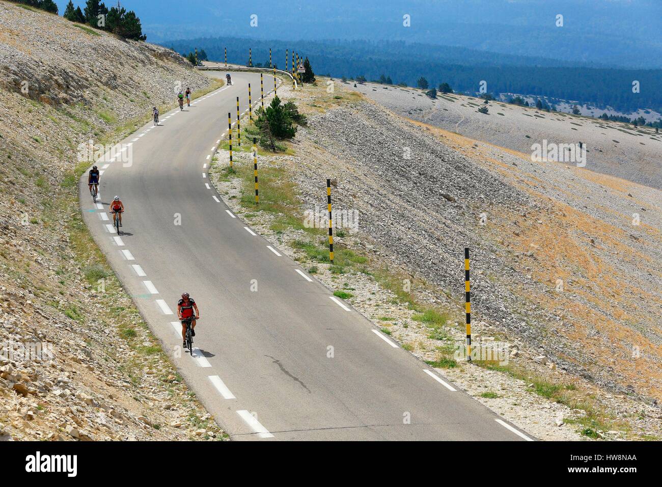 France, Vaucluse, Mont Ventoux, Col storms, D974, south side Stock ...