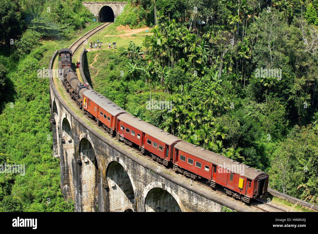 Sri Lanka, Uva Province, Badulla district, Ella, train on the bridge of ...