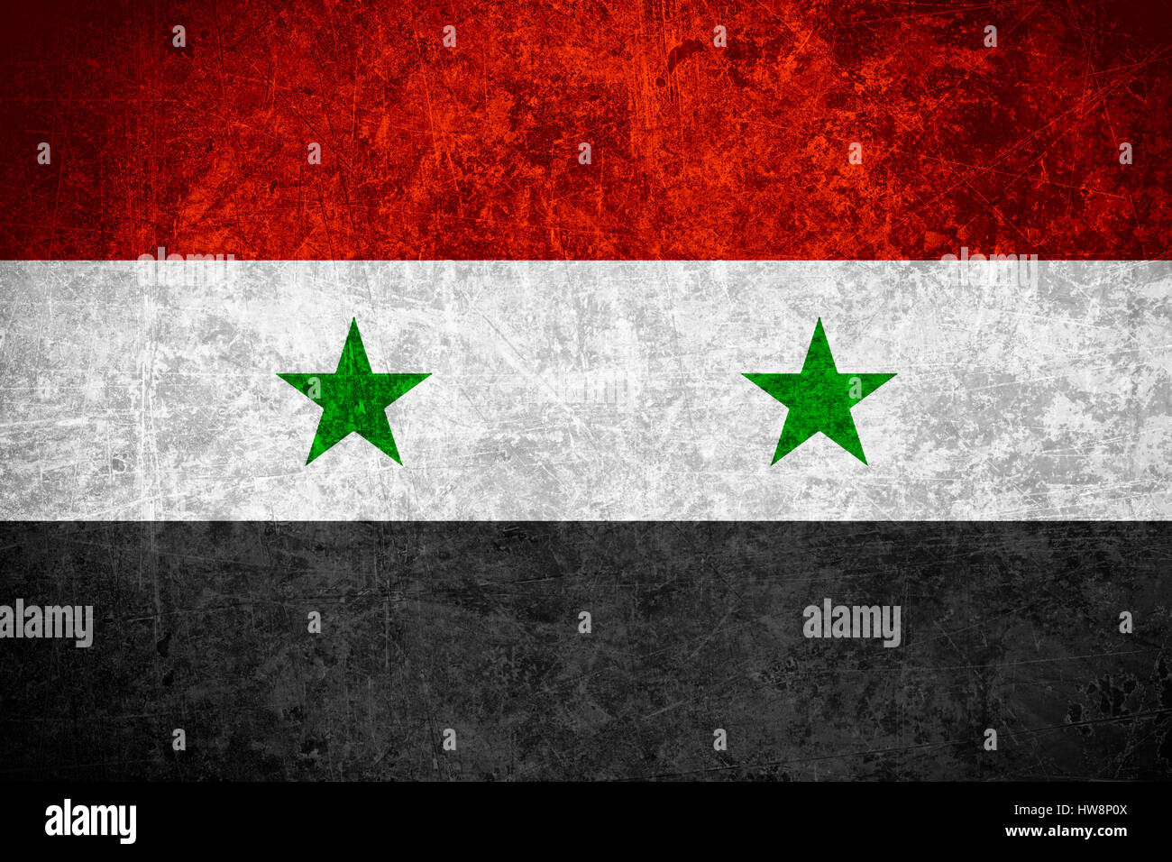 flag of Syria or Syrian banner on scratched vintage texture Stock Photo ...