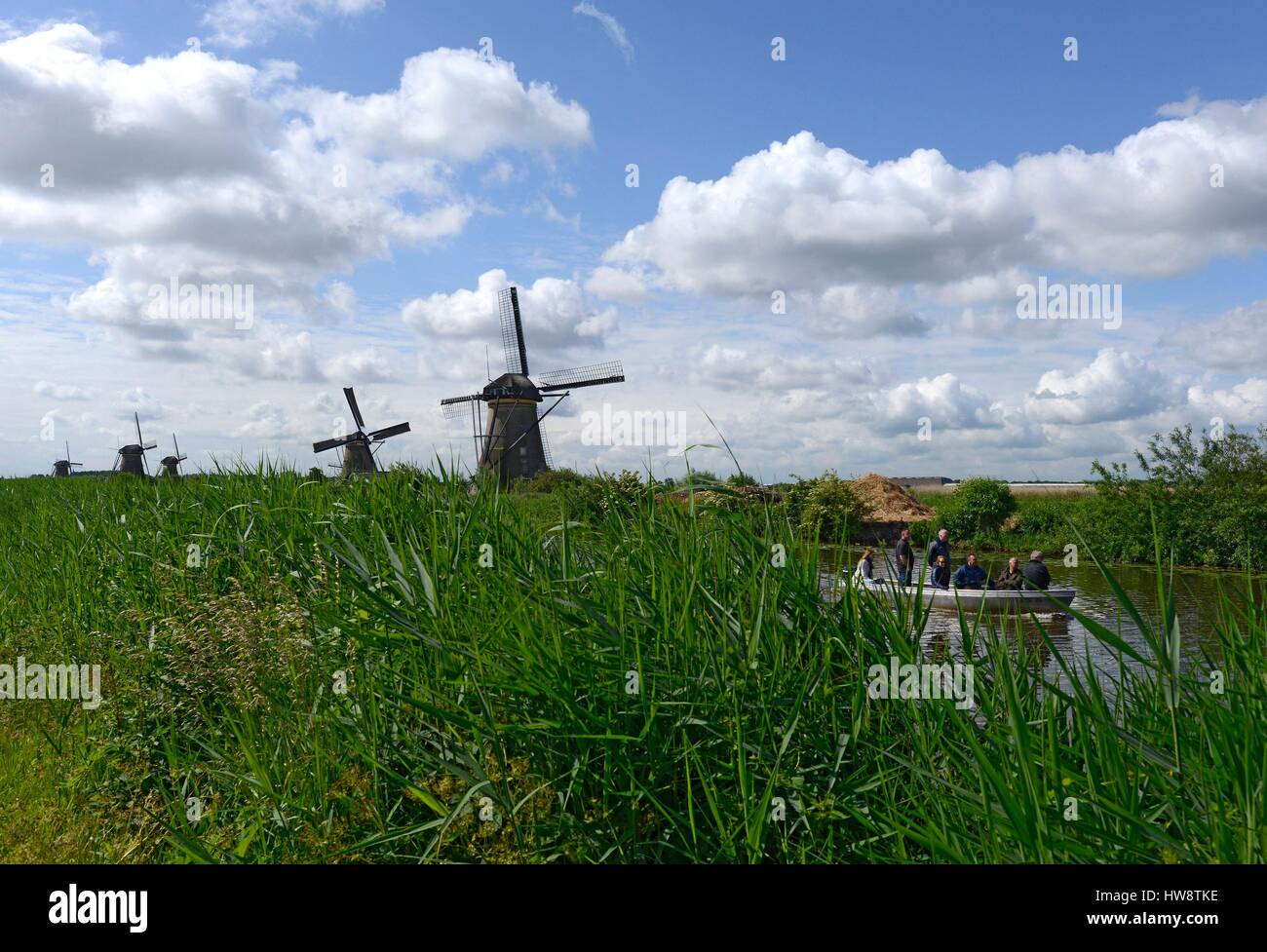 Netherlands, Holland, Kinderdijk windmills, boat tour drainage ...