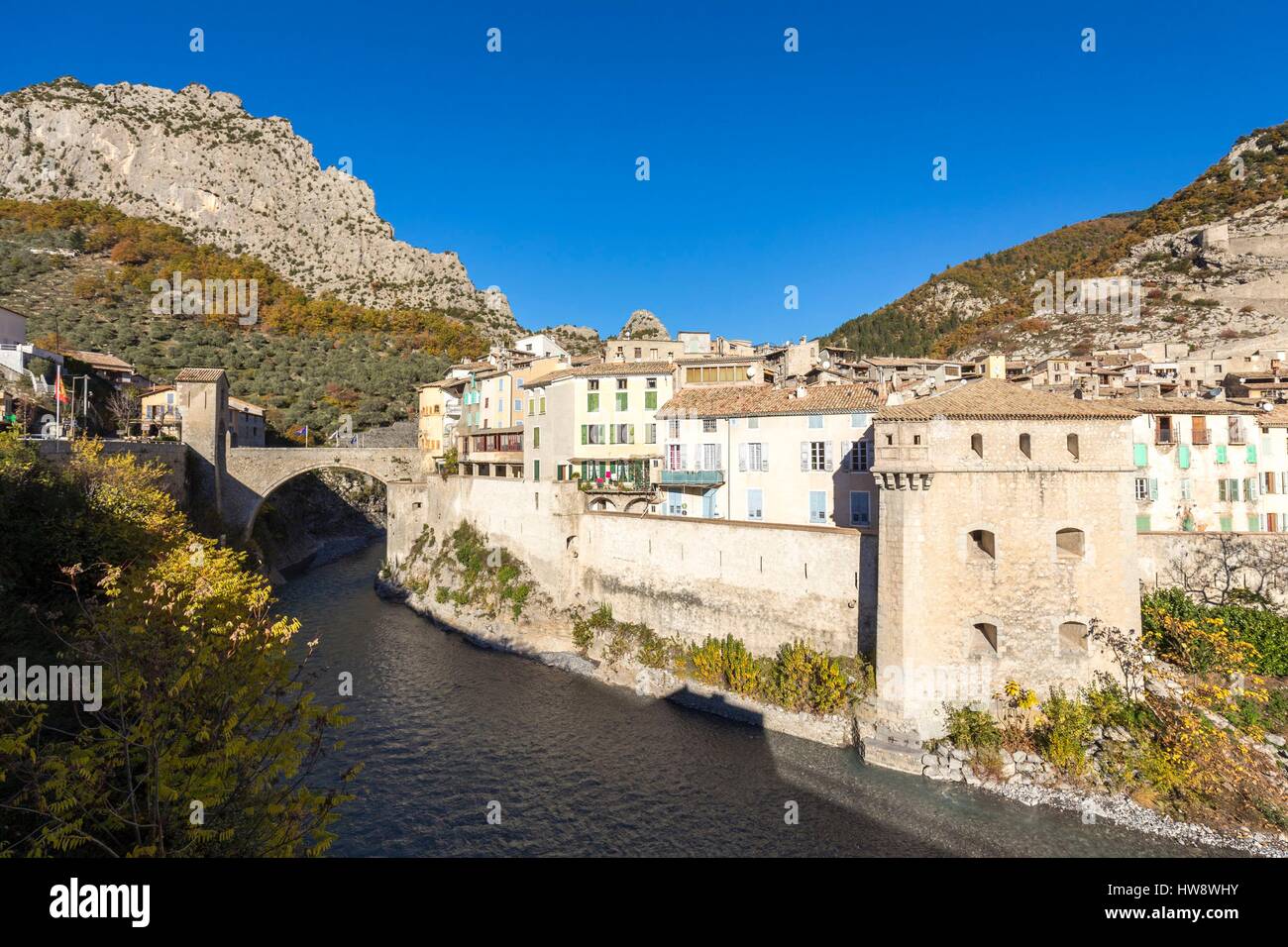 France, Alpes de Haute Provence, Entrevaux classified village and city ...