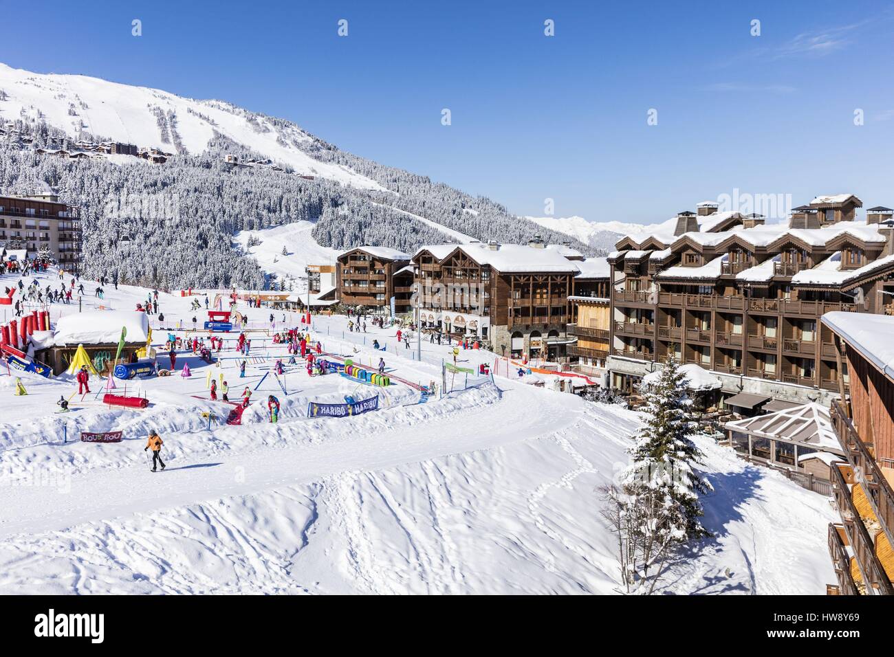 France, Savoie, Courchevel 1650, view of Courchevel 1850, massif de la ...