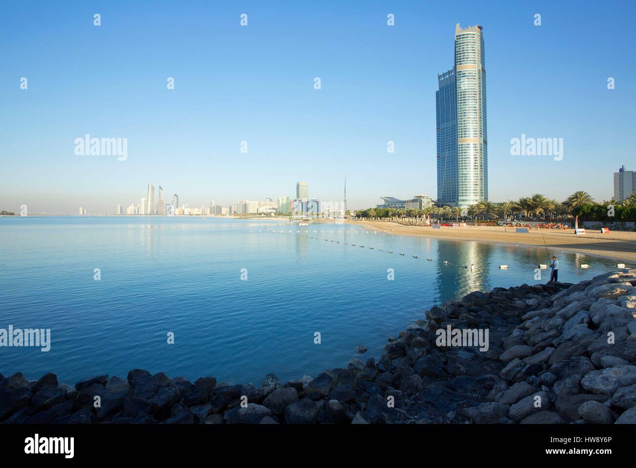 United Arab Emirates, Abu Dhabi, Al Corniche and Marina in background ...