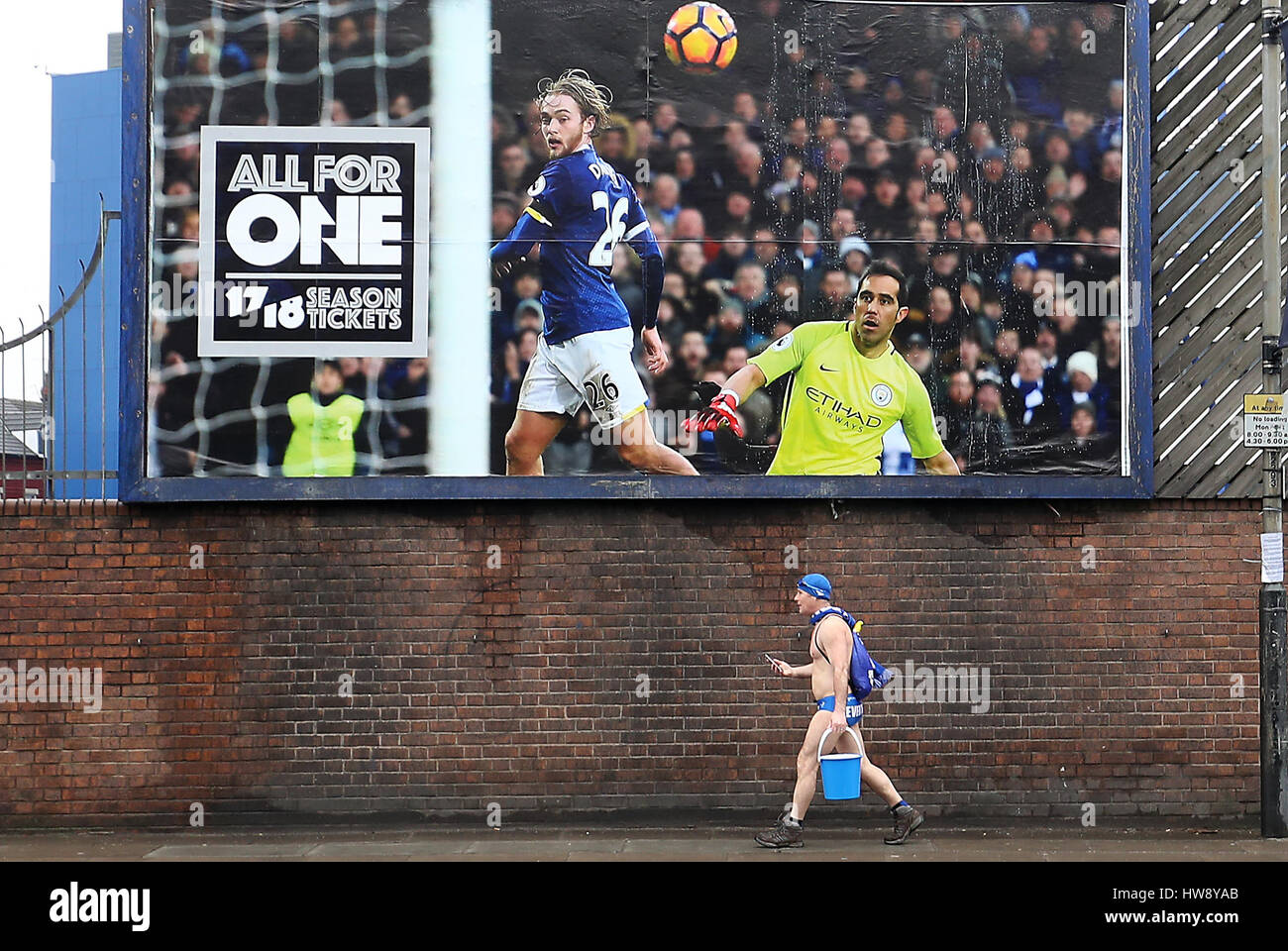 Speedo Mick makes his way to the stadium prior to the Premier League ...