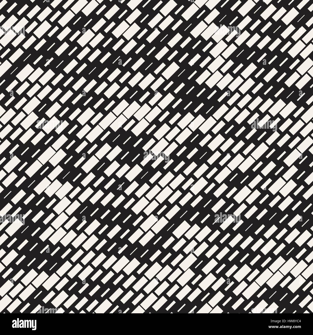 Vector Seamless Black And White Irregular Dash Rectangles Grid Pattern Abstract Geometric