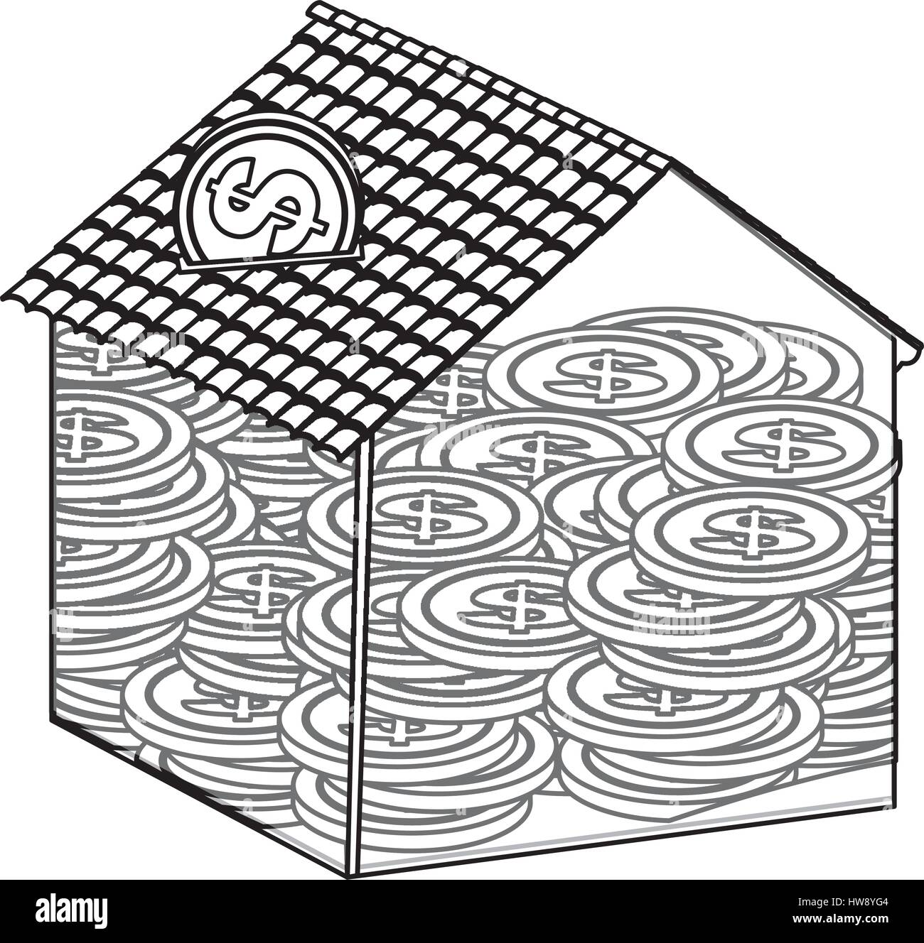 silhouette house save coins icon Stock Vector Image & Art - Alamy