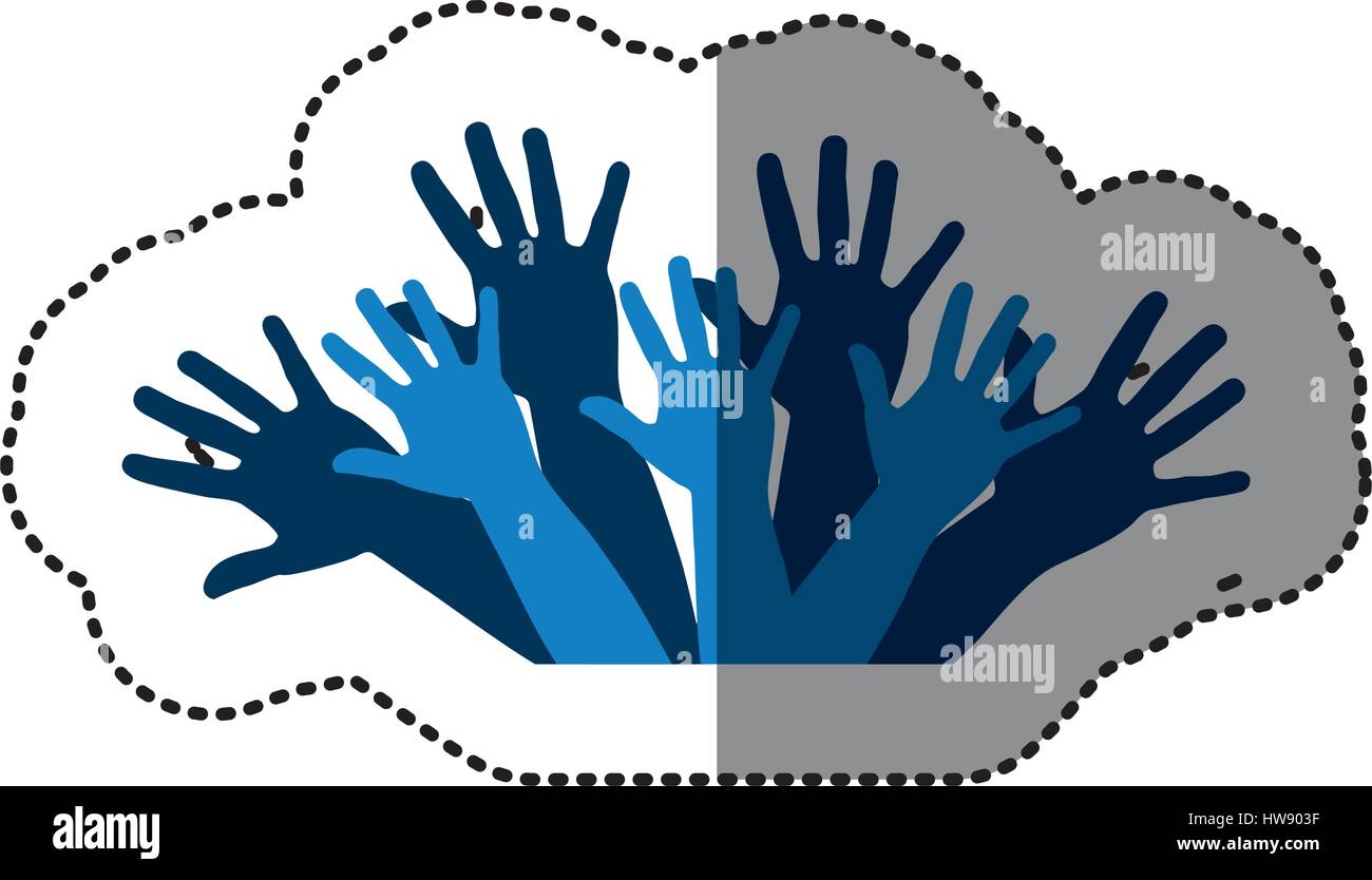 blue hands up together icon Stock Vector Image & Art - Alamy
