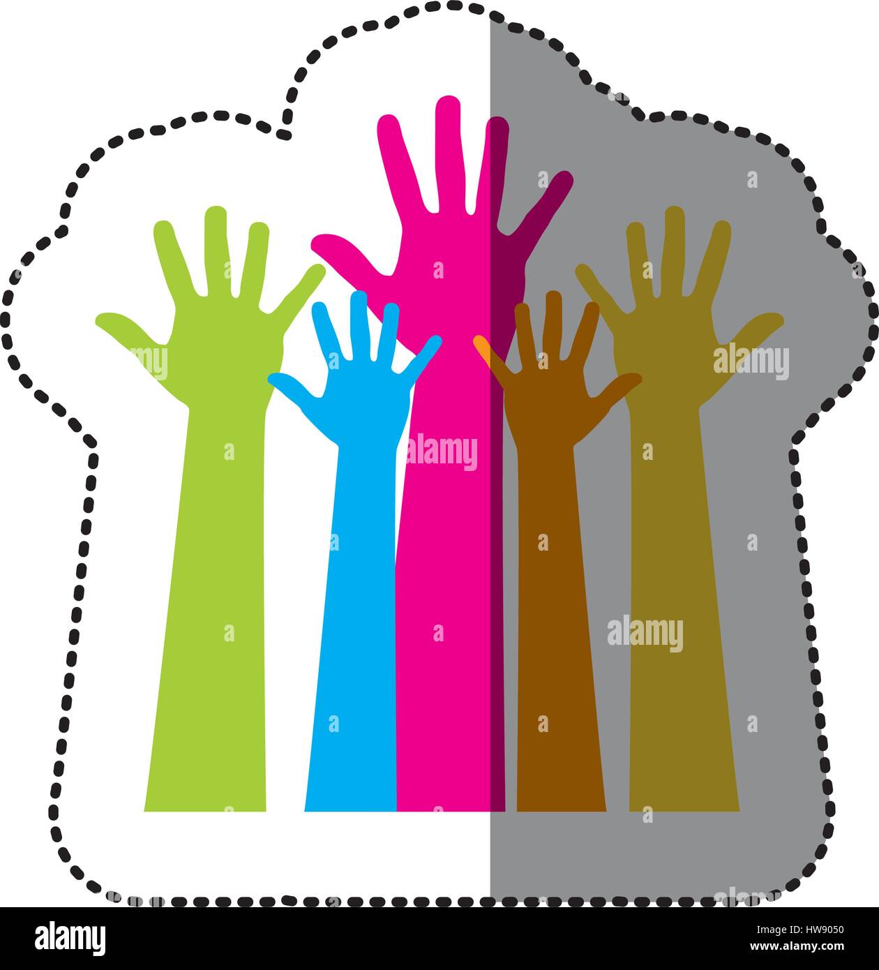 Color together hands up icon hi-res stock photography and images - Alamy