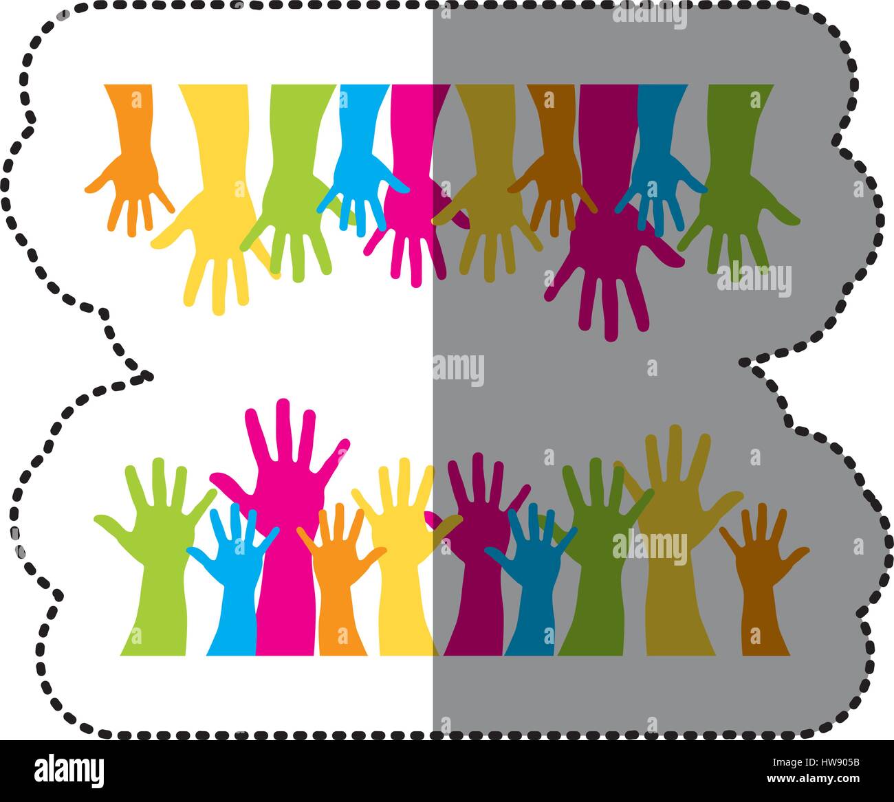 color together hands up icon Stock Vector Image & Art - Alamy