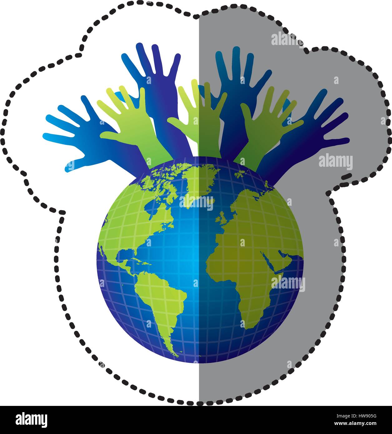 color earth planet connection hands up Stock Vector Image & Art - Alamy