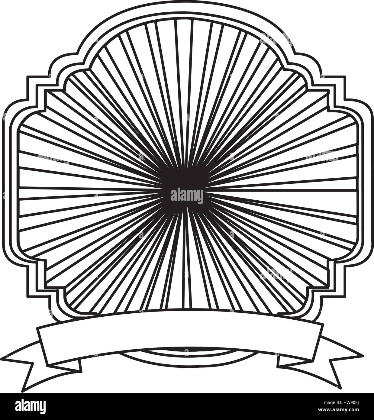 silhouette emblem border ornamental with ribbon Stock Vector Image ...