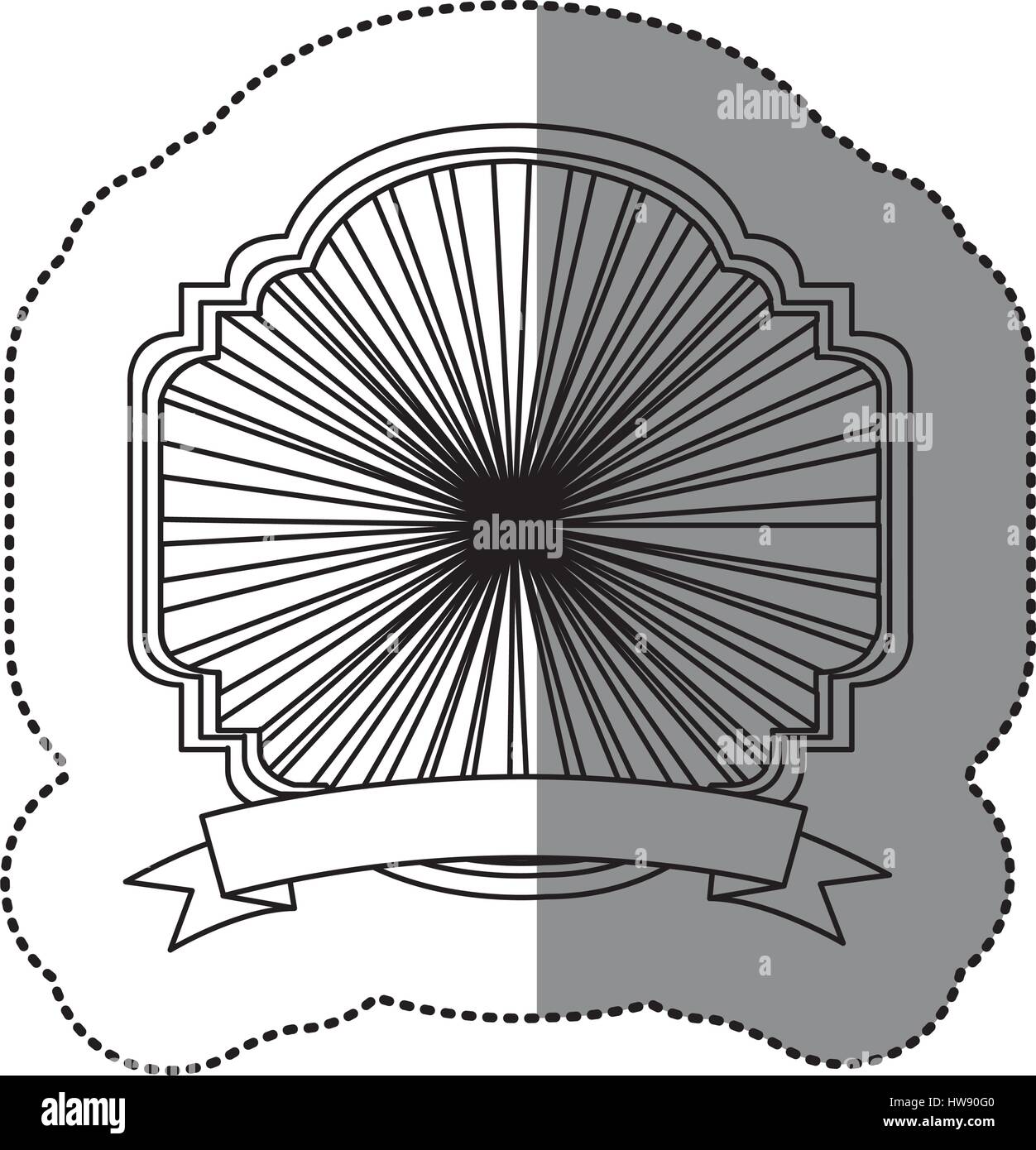 contour emblem border ornamental with ribbon Stock Vector Image & Art ...