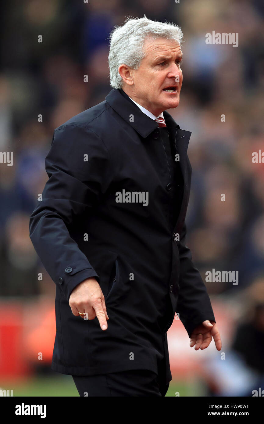 Stoke City manager Mark Hughes during the Premier League match at the ...