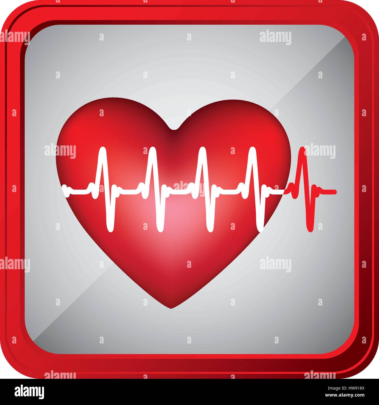 colorful frame square button heart with line vital sign Stock Vector ...