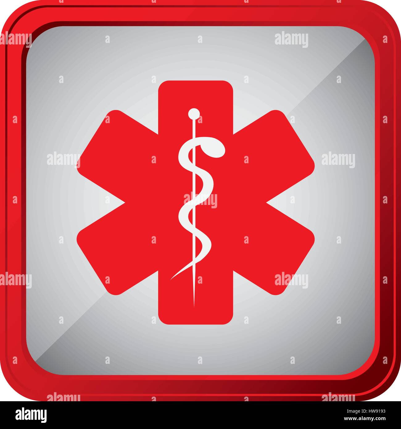 colorful frame square button with health symbol and star of life Stock ...