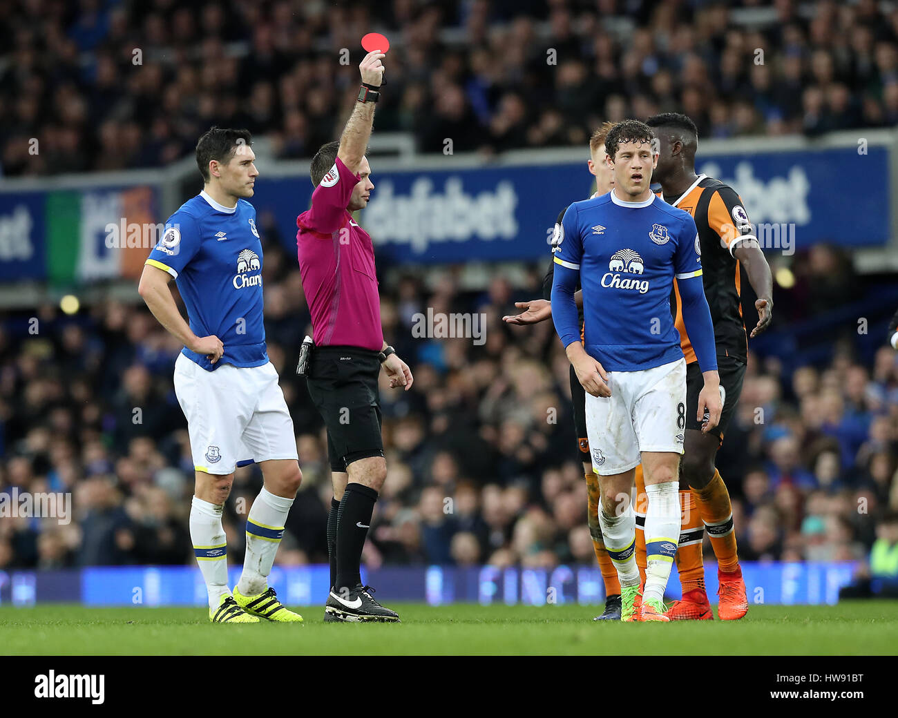 Hull City's Tom Huddlestone (not pictured) is shown the red card during ...