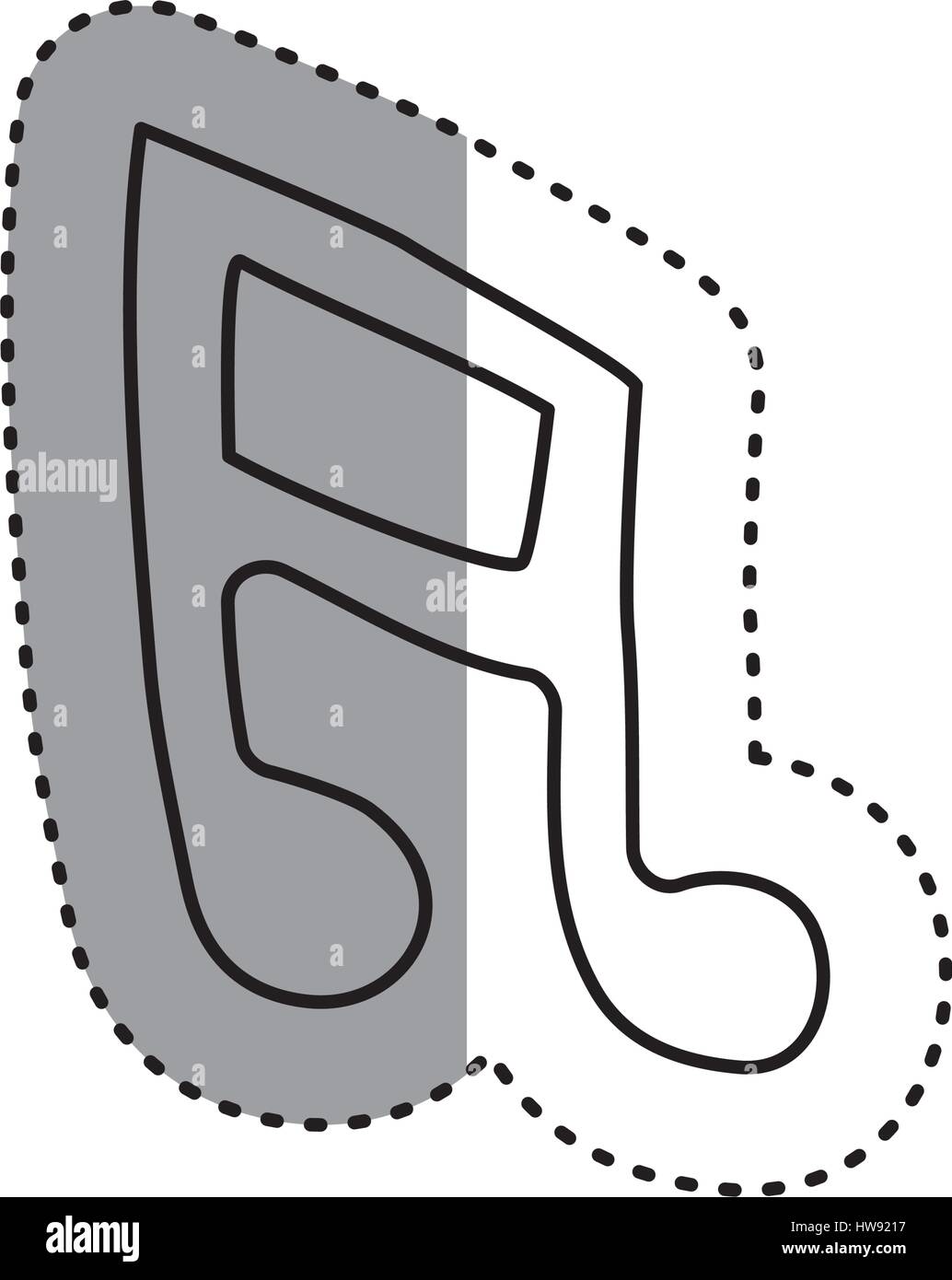 sticker contour musical note icon flat Stock Vector Image & Art - Alamy