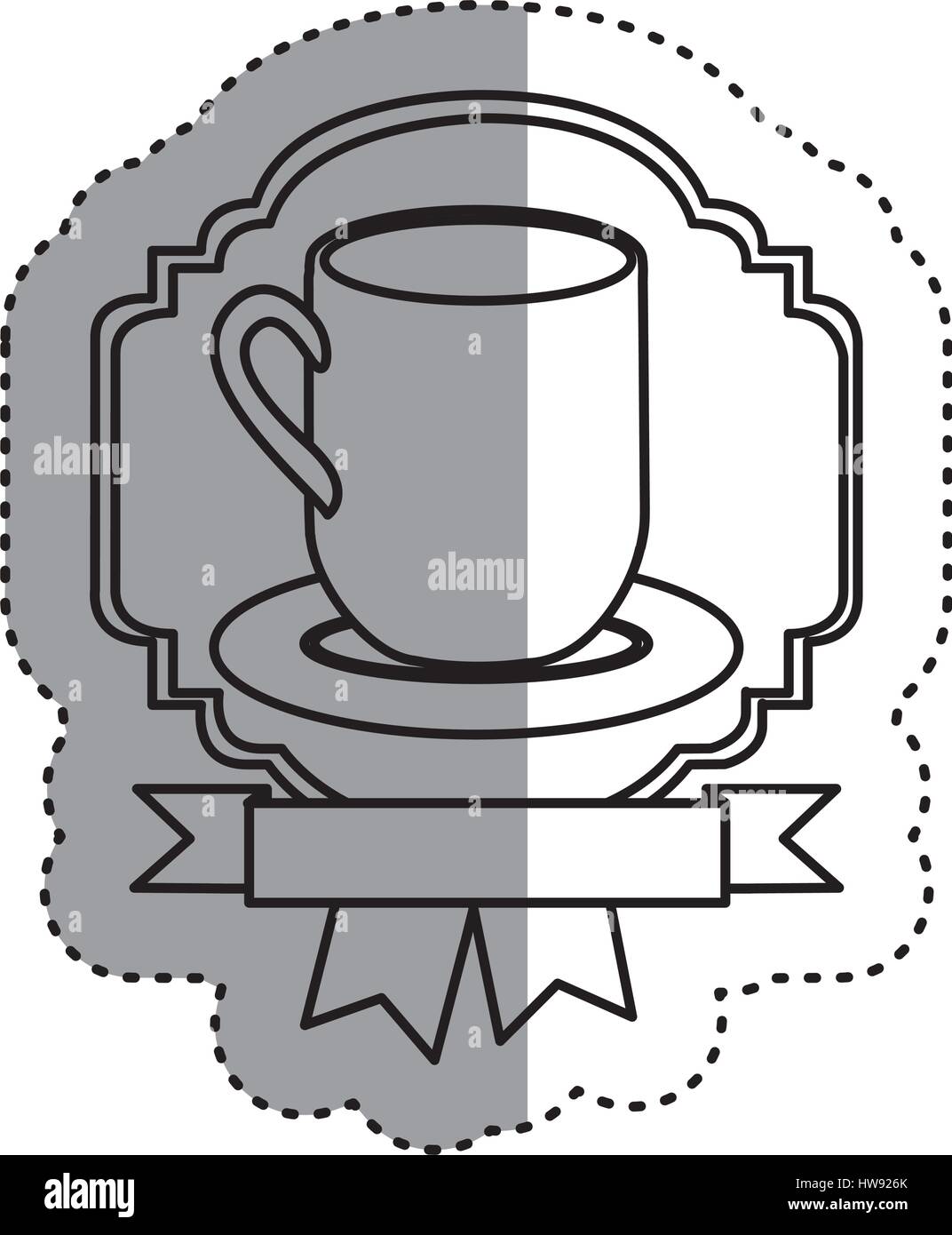 sticker shading silhouette border heraldic decorative ribbon with dish ...