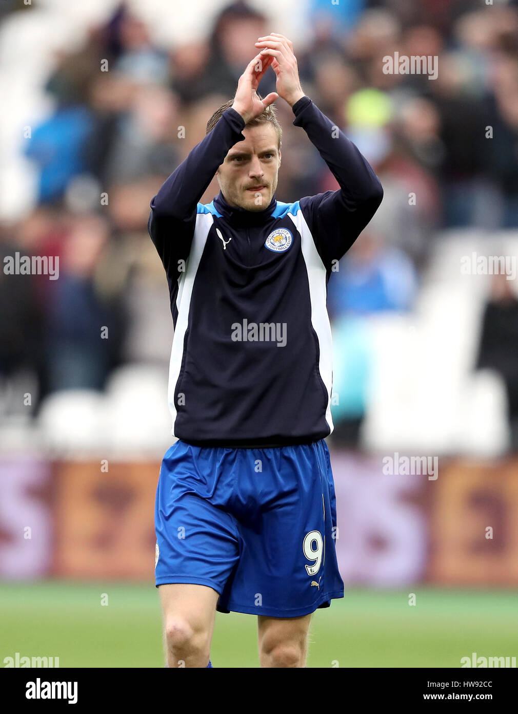 Leicester City's Jamie Vardy applauds the fans after the Premier League ...