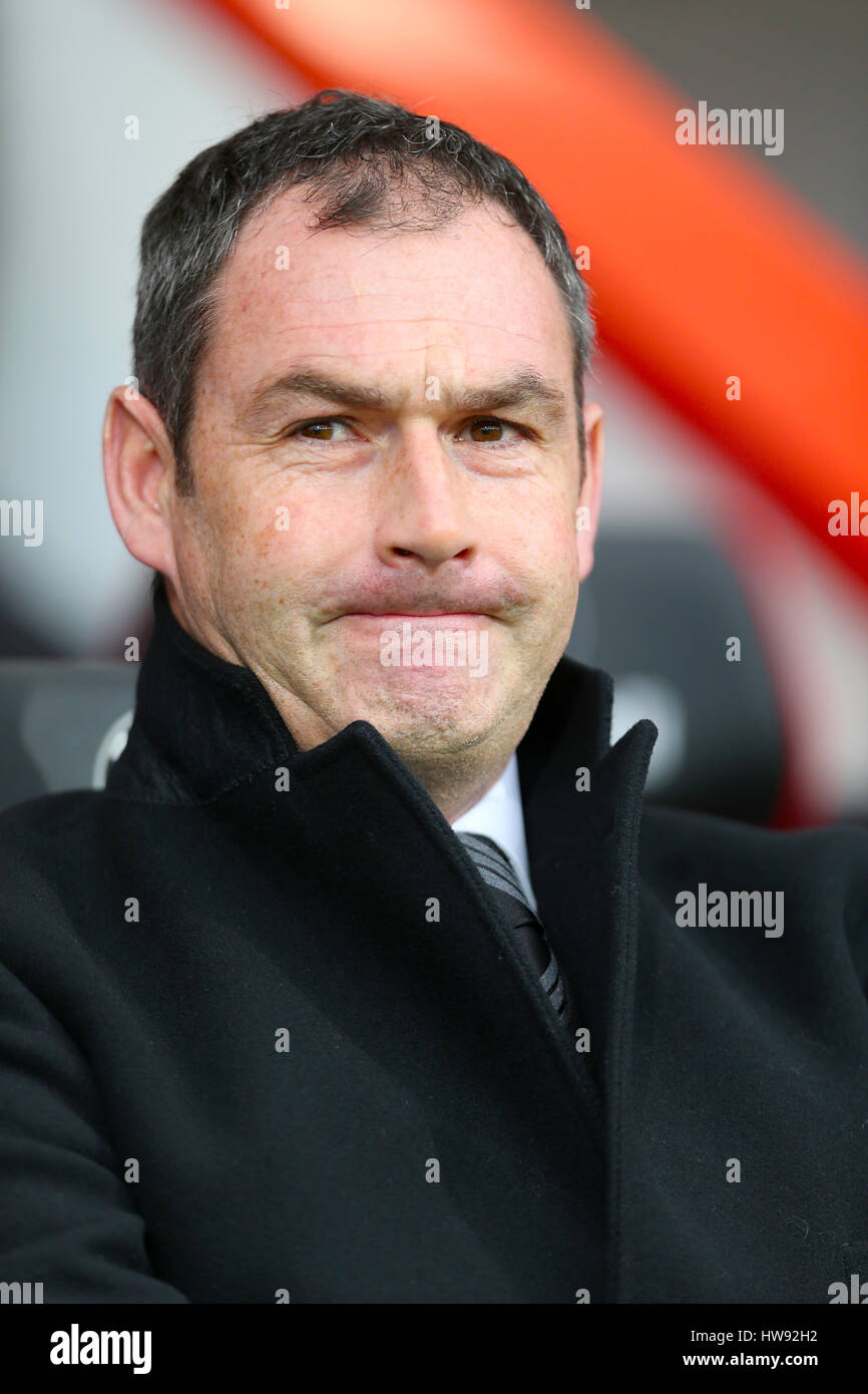 Swansea City manager Paul Clement prior to the Premier League match at ...