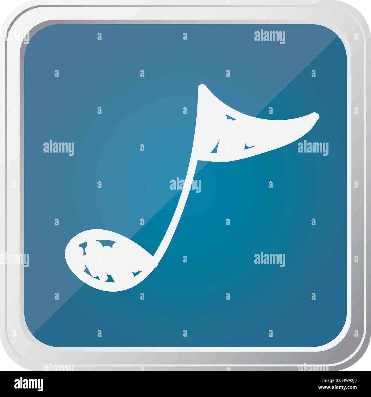 button of sign eighth note with background blue and hand drawn Stock ...