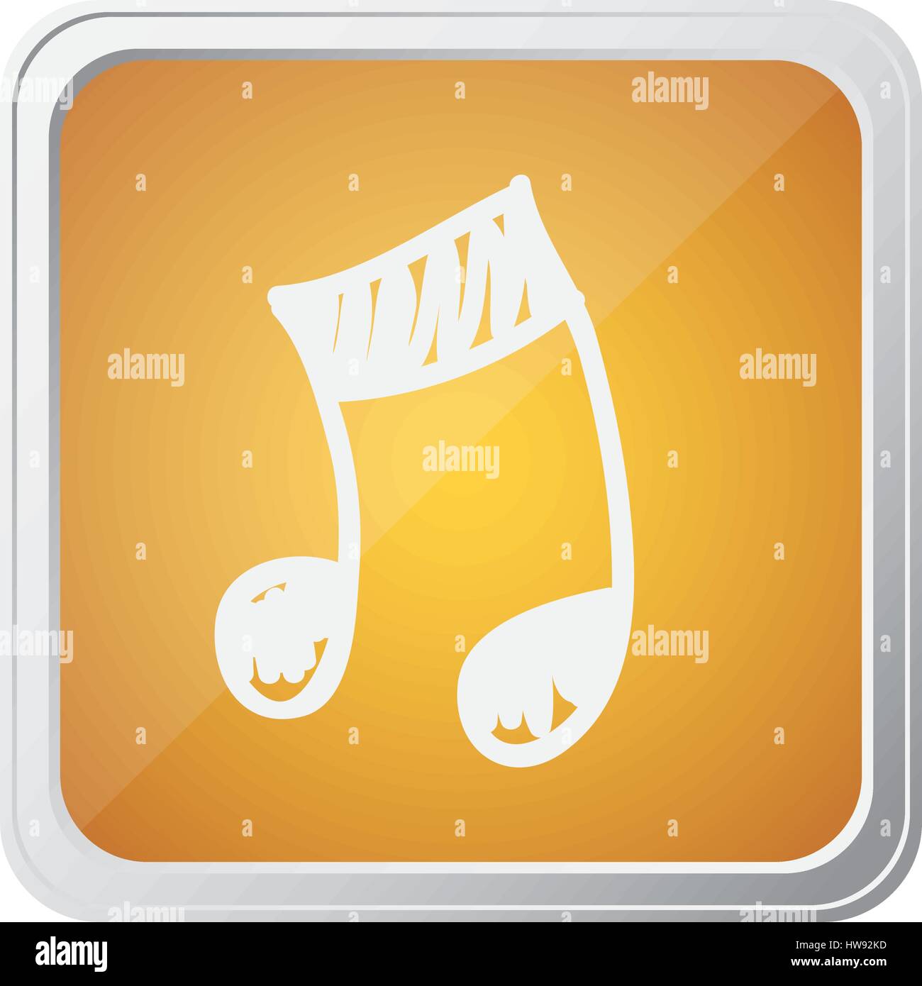 button of musical note with background yellow and hand drawn Stock ...