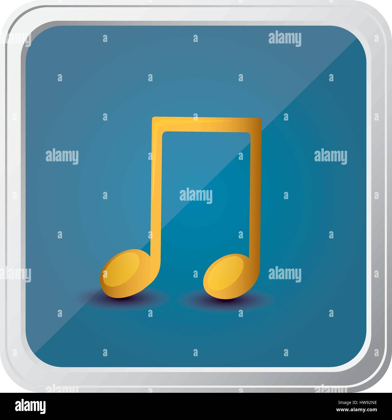 button of musical note in yellow with background blue Stock Vector ...