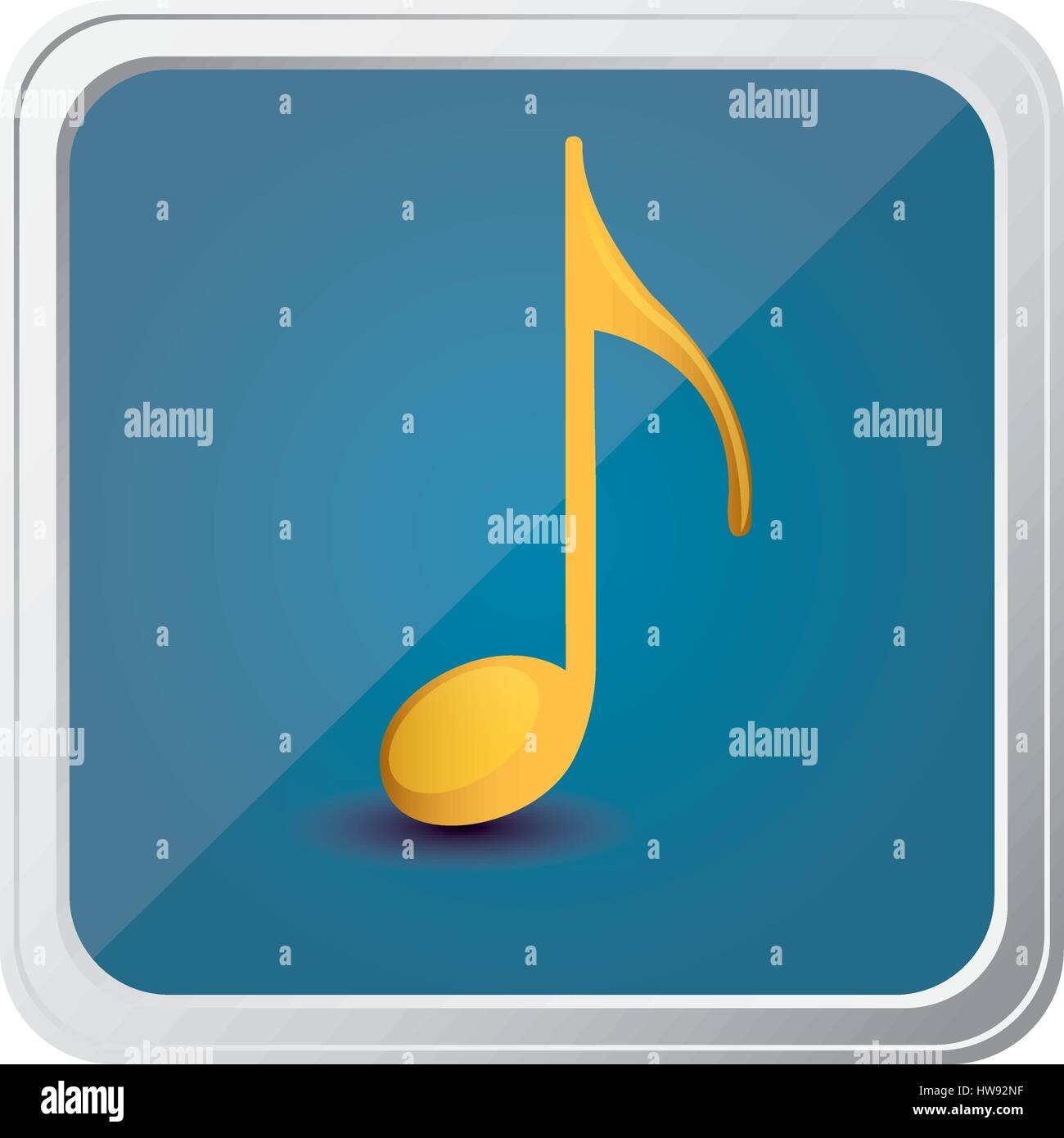 button of sign eighth note in yellow with background blue Stock Vector ...