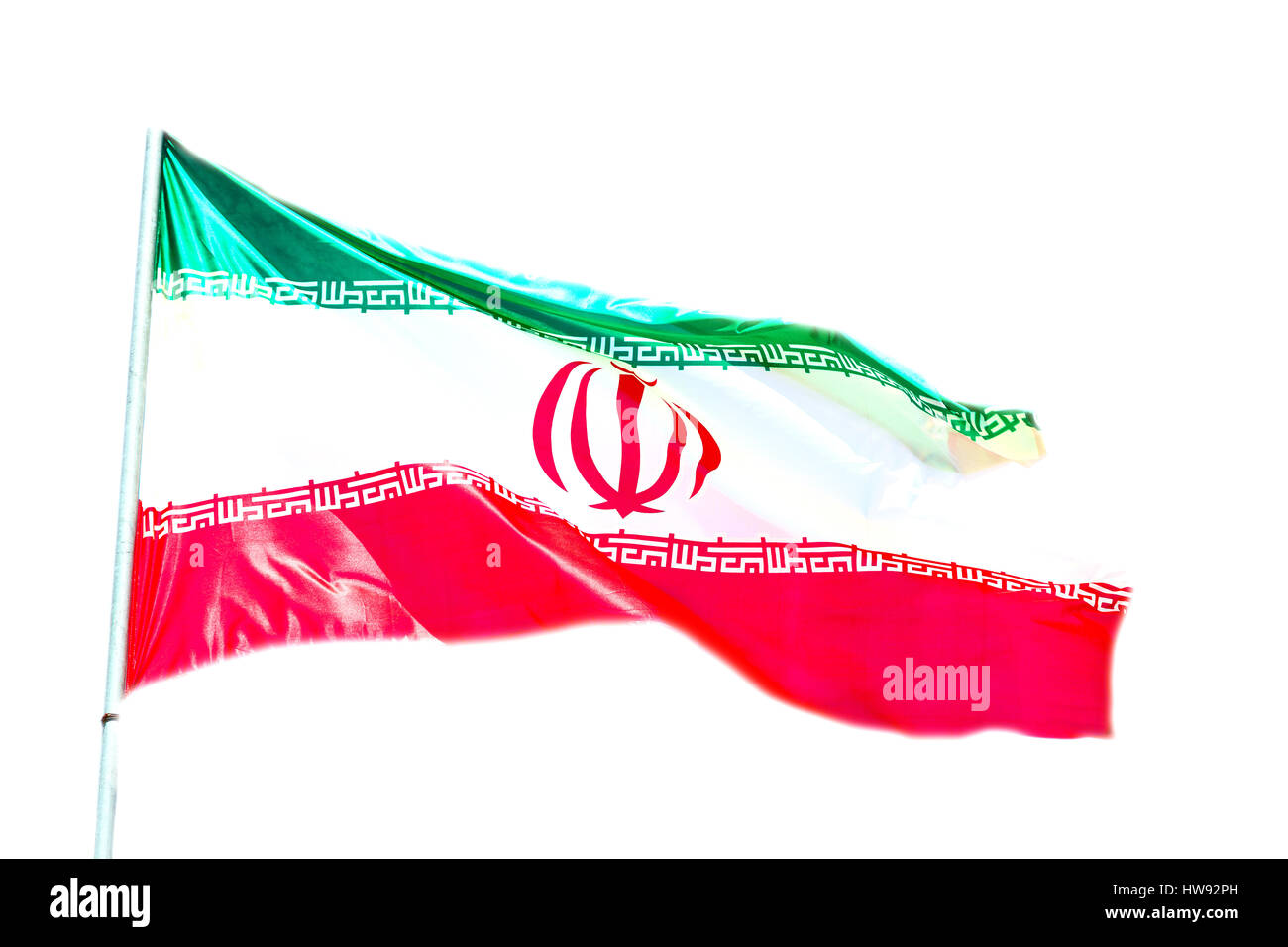 in iran iranian waving flag the blue sky and wind Stock Photo - Alamy