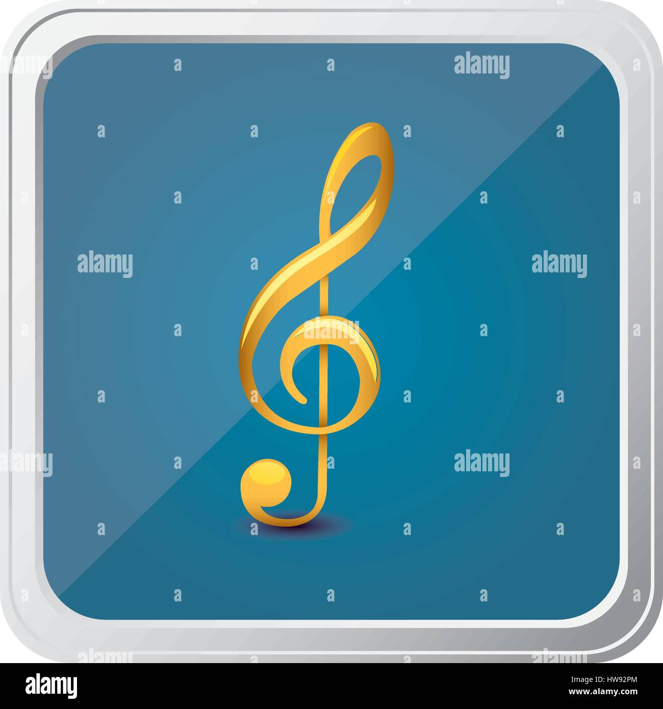 button of treble clef in yellow with background blue Stock Vector Image ...