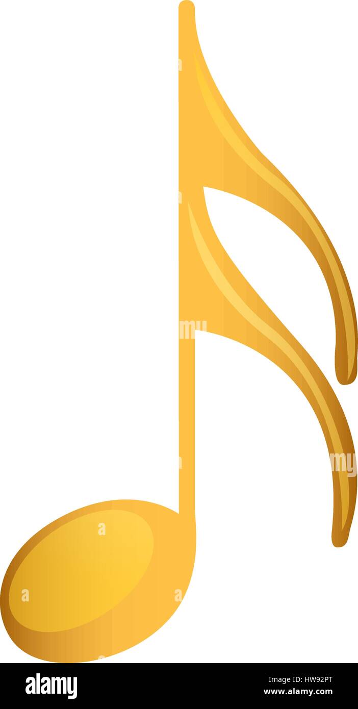 semiquaver note in golden with background white Stock Vector Image ...