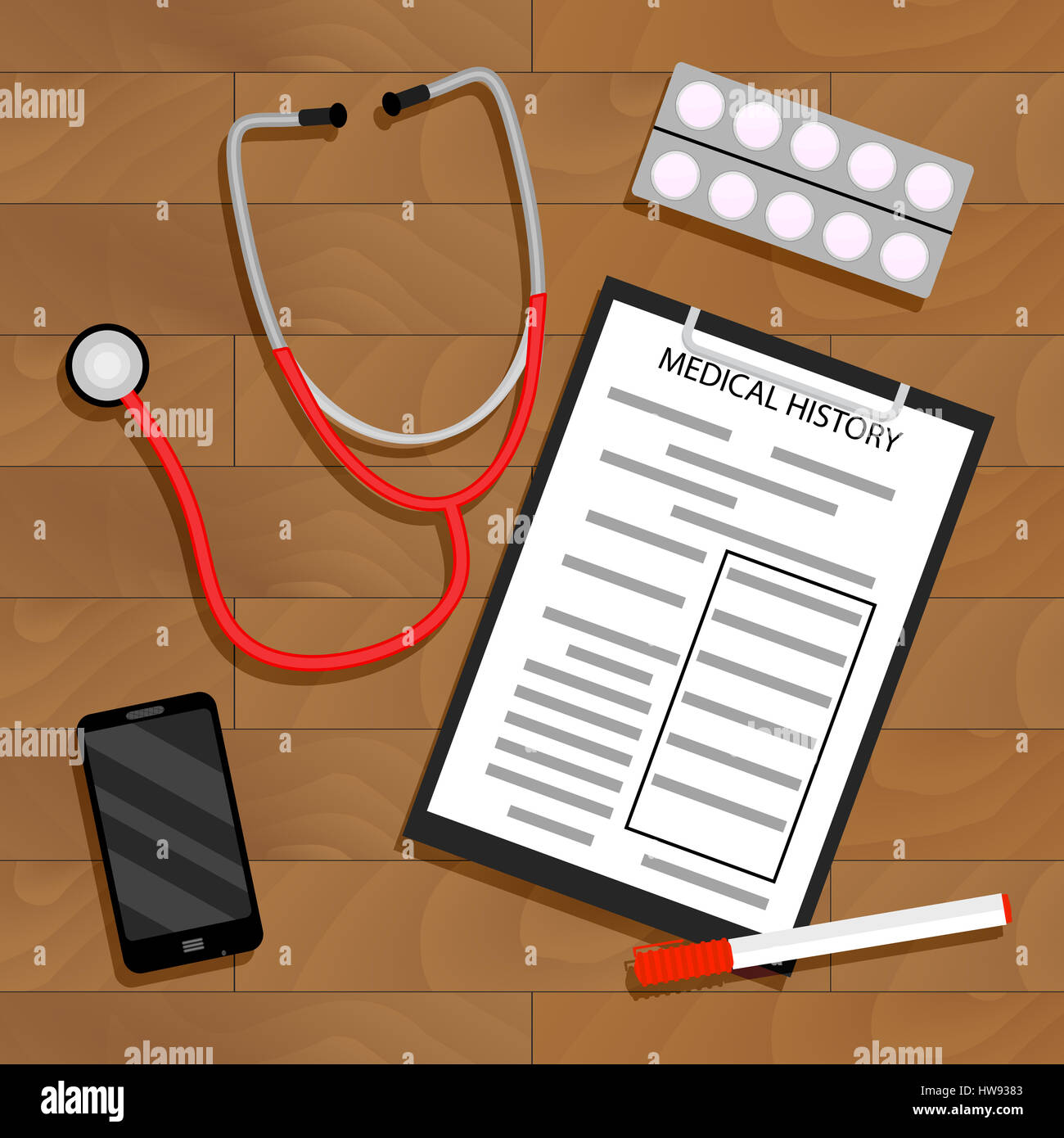 Medical top view vector. Hospital clinic, pharmacy illustration Stock ...