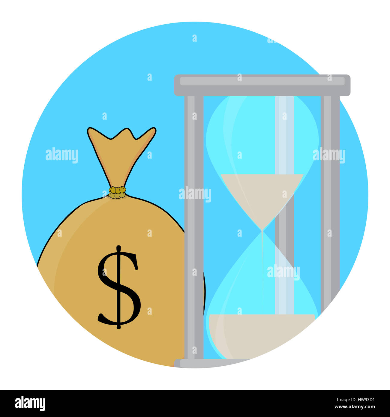 Time and money icon concept. Cash and clock, vector illustration Stock ...