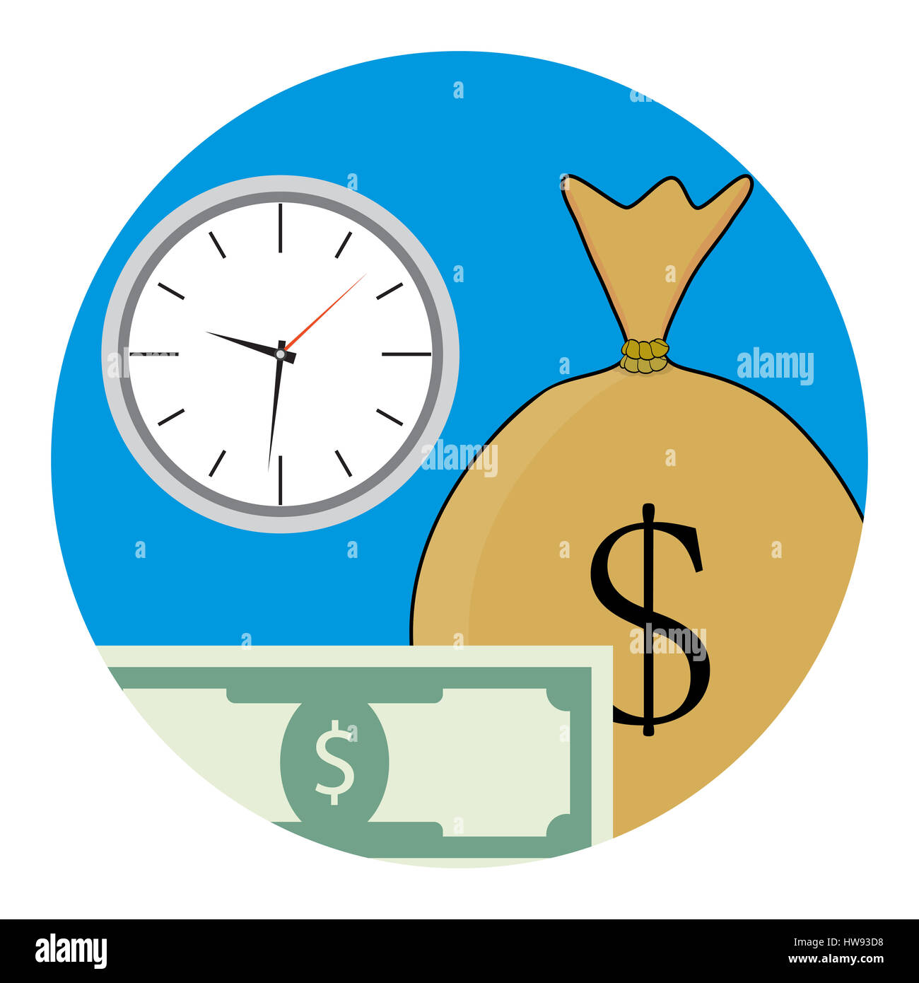 Money and time icon. Payroll profit vector illustration Stock Photo - Alamy