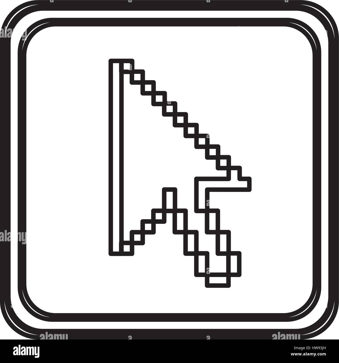 monochrome contour of button with pixelated arrow cursor Stock Vector Image & Art - Alamy