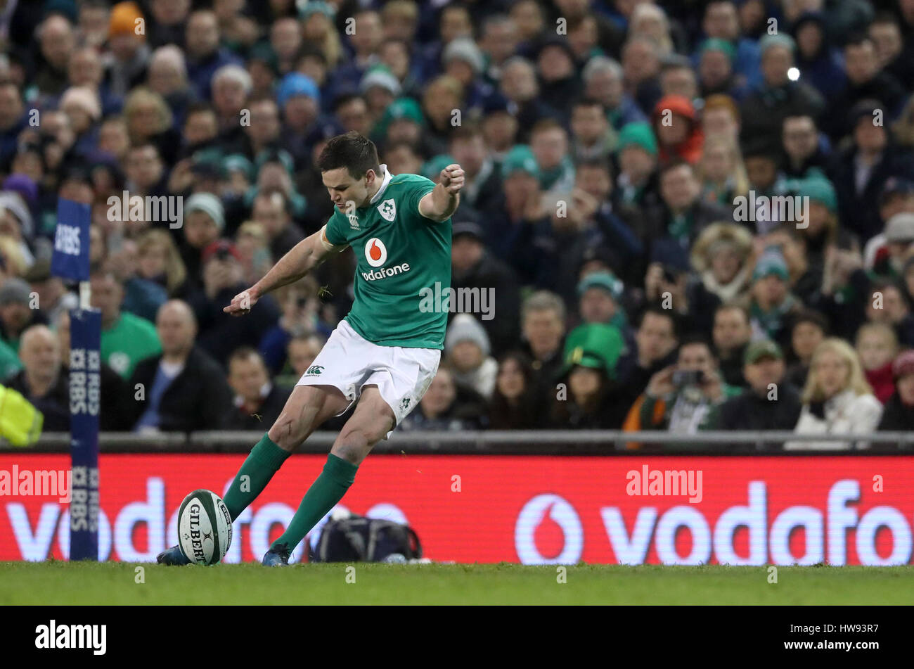 Ireland's Johnny Sexton kicks a penalty during the RBS 6 Nations match ...