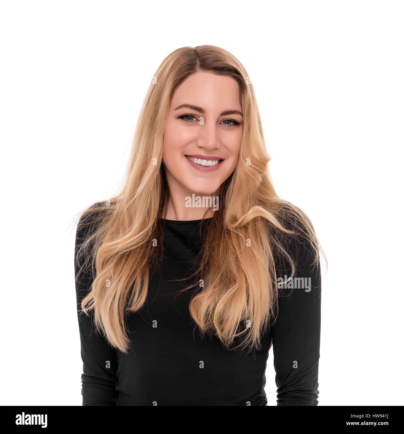 Attractive caucasian smiling woman blond isolated on white Stock Photo ...