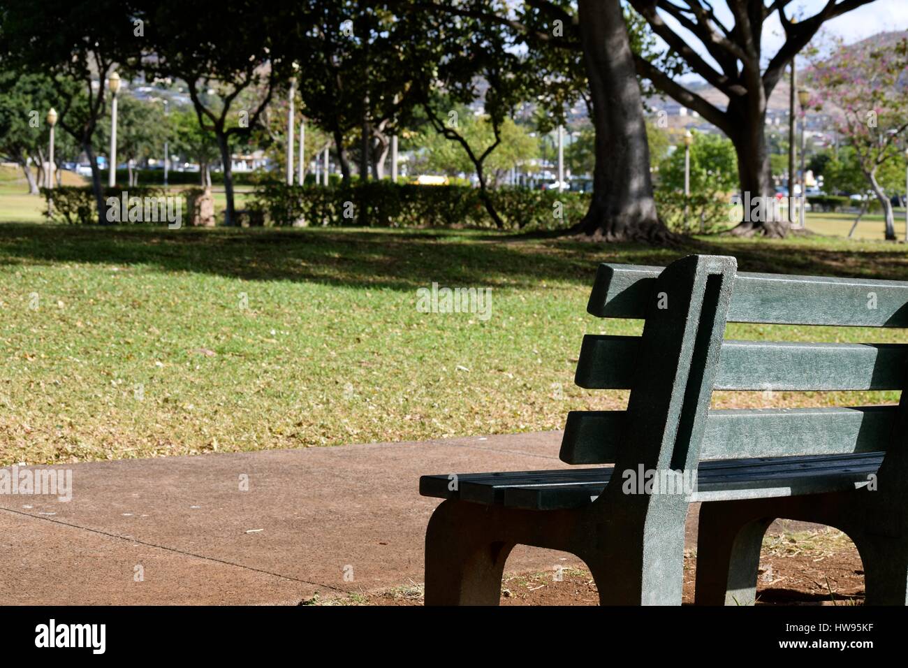 Park grass trees bench playground hi-res stock photography and images ...