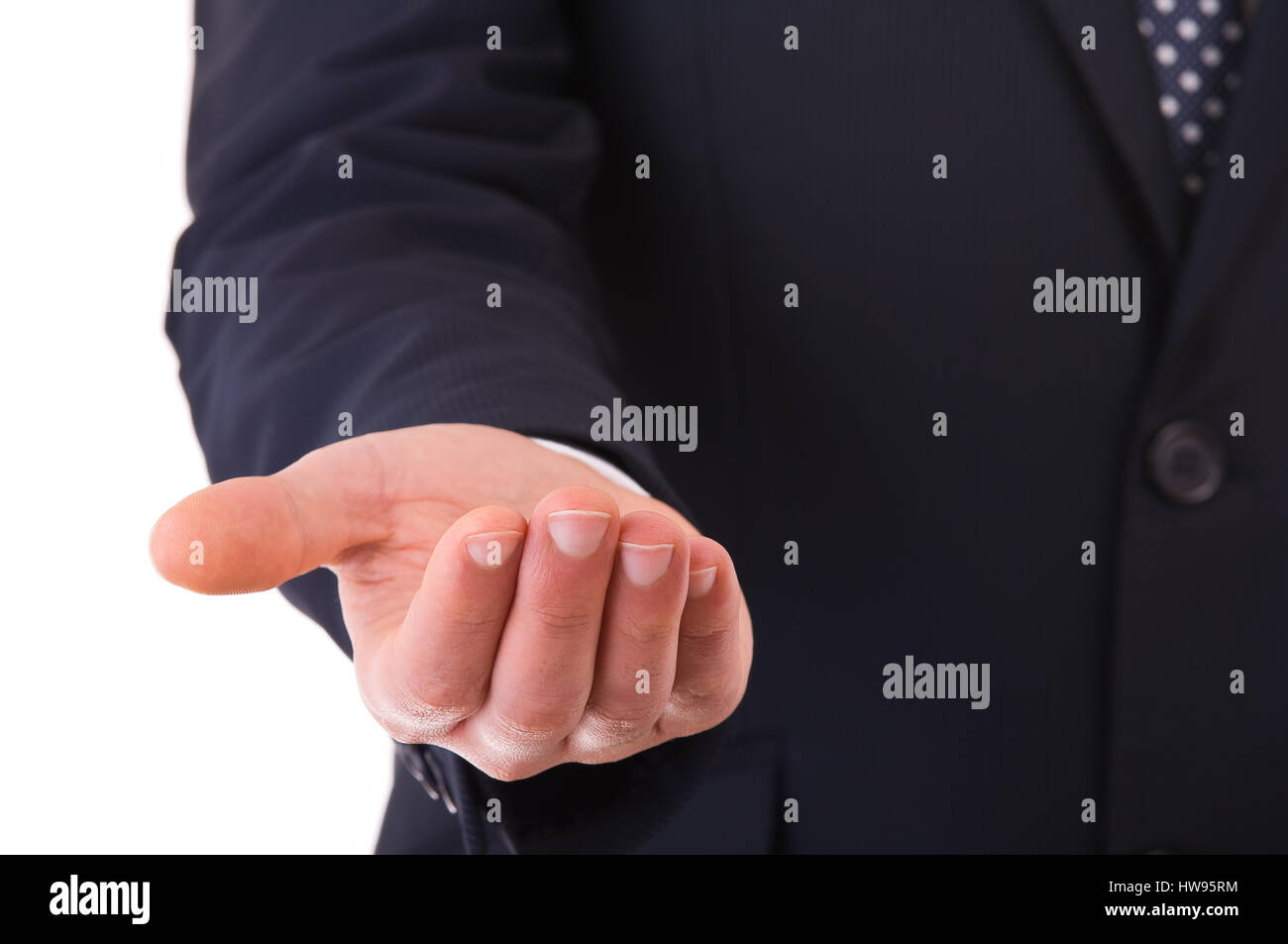Empty businessman's hand Stock Photo - Alamy