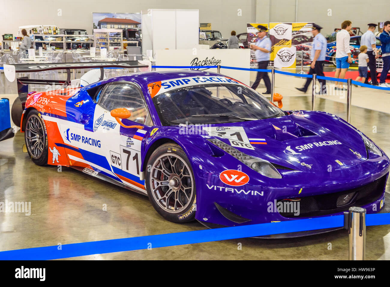 MOSCOW - AUG 2016: Ferrari F458 Italia SMP Racing presented at MIAS ...