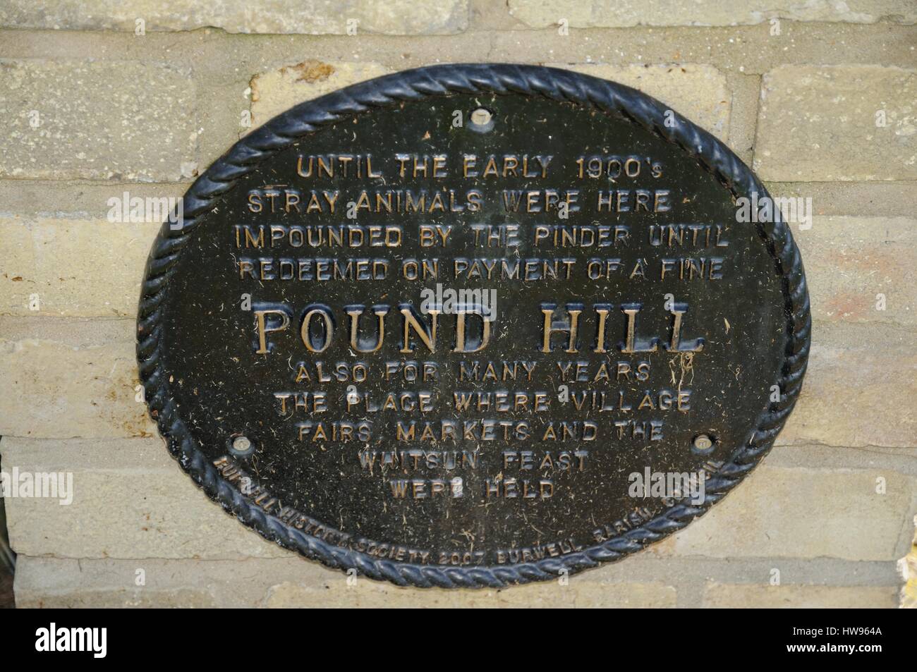 Plaque on village sign,Burwell, Cambridgeshire Stock Photo - Alamy