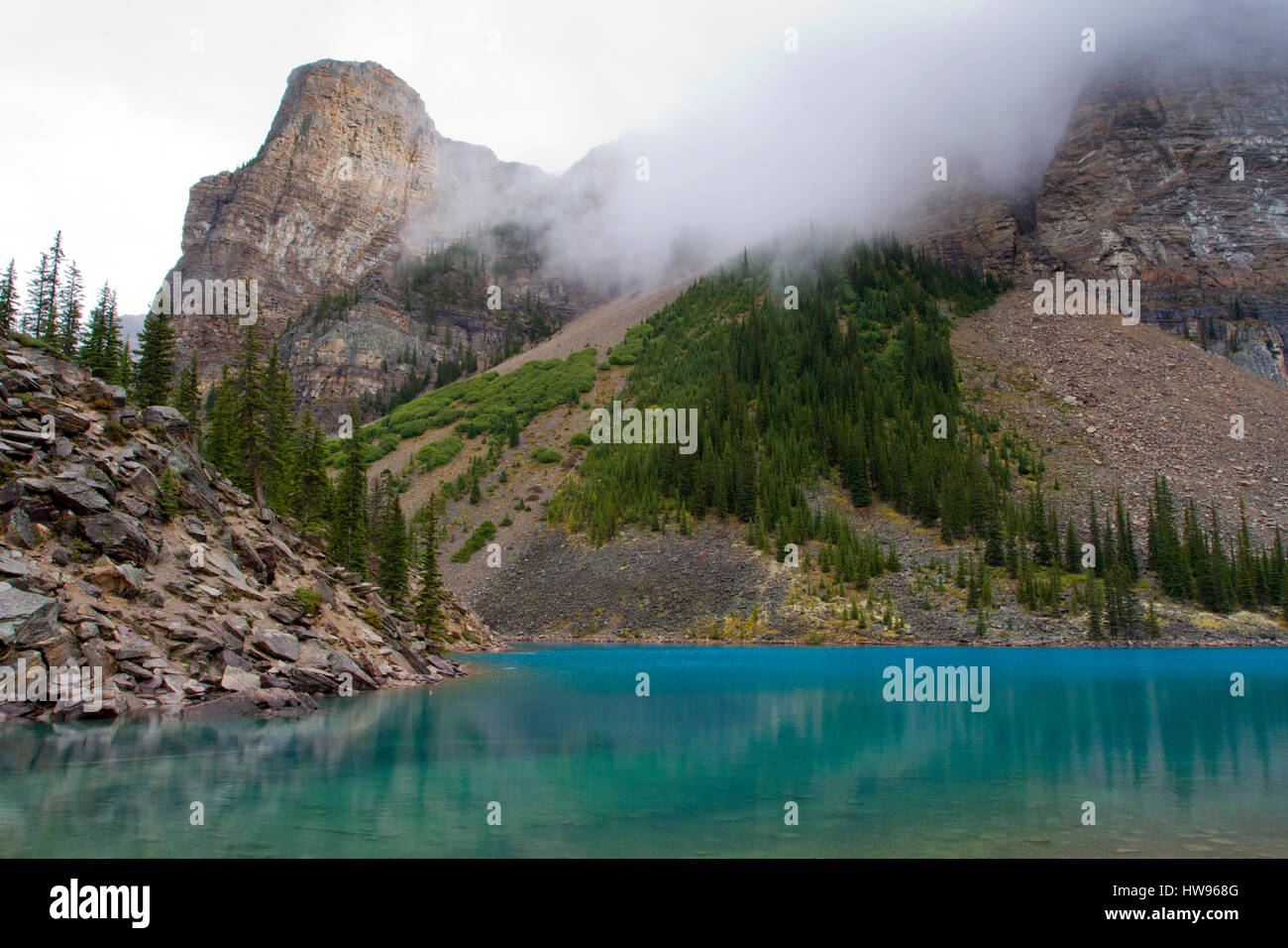 Scenic view of Moraine Lake, near Lake Louise, Banff National Park, Alberta, Canada Stock Photo ...