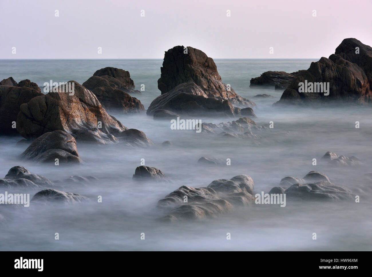Rock formations, rocks in the ocean, Atlantic Coast, Devon, South of ...