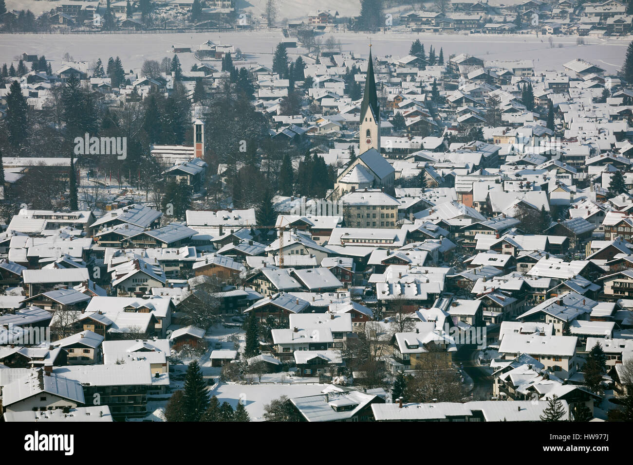 Townscape in winter, Oberstdorf, Allgäu Alps, Allgäu, Bavaria, Germany ...