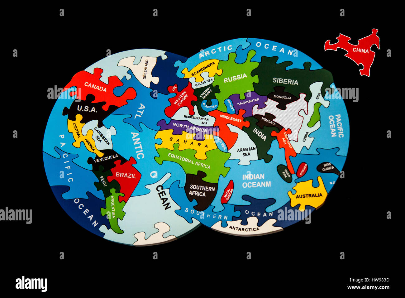 Jigsaw puzzle world map hi-res stock photography and images - Alamy