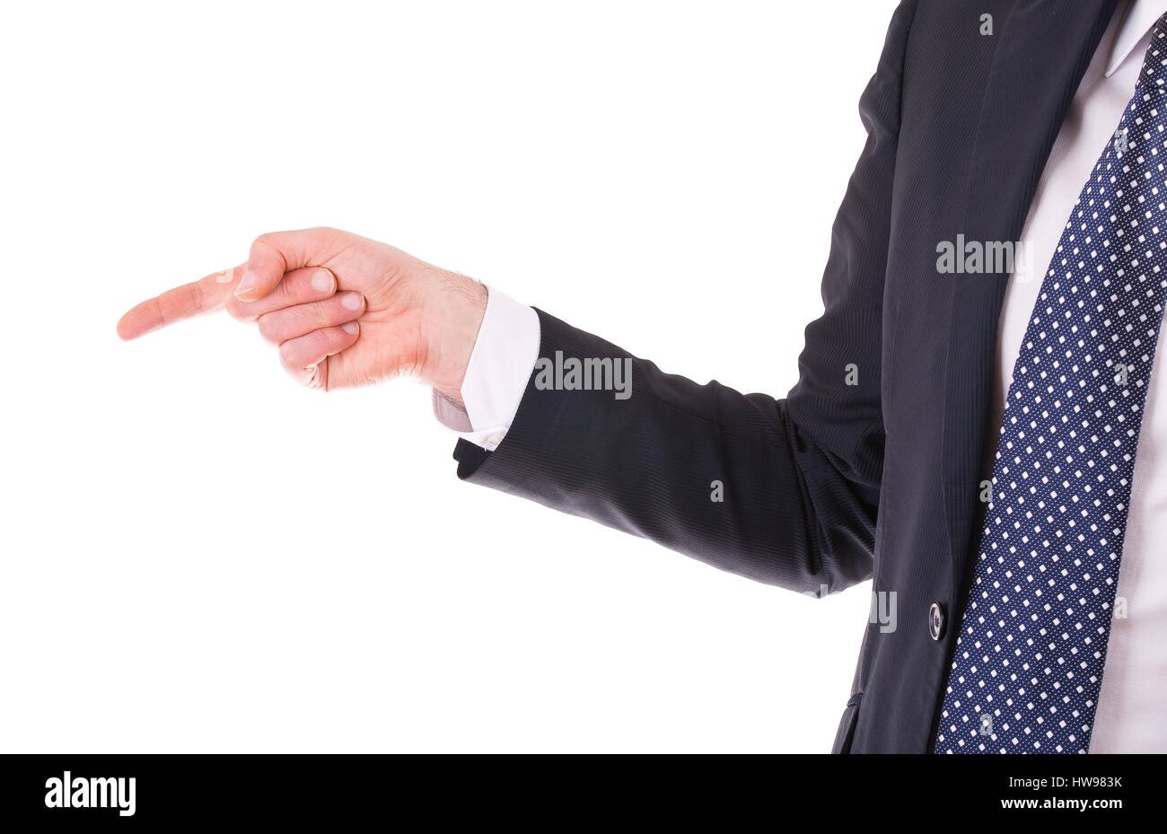 Businessman pointing to something using a finger Stock Photo - Alamy