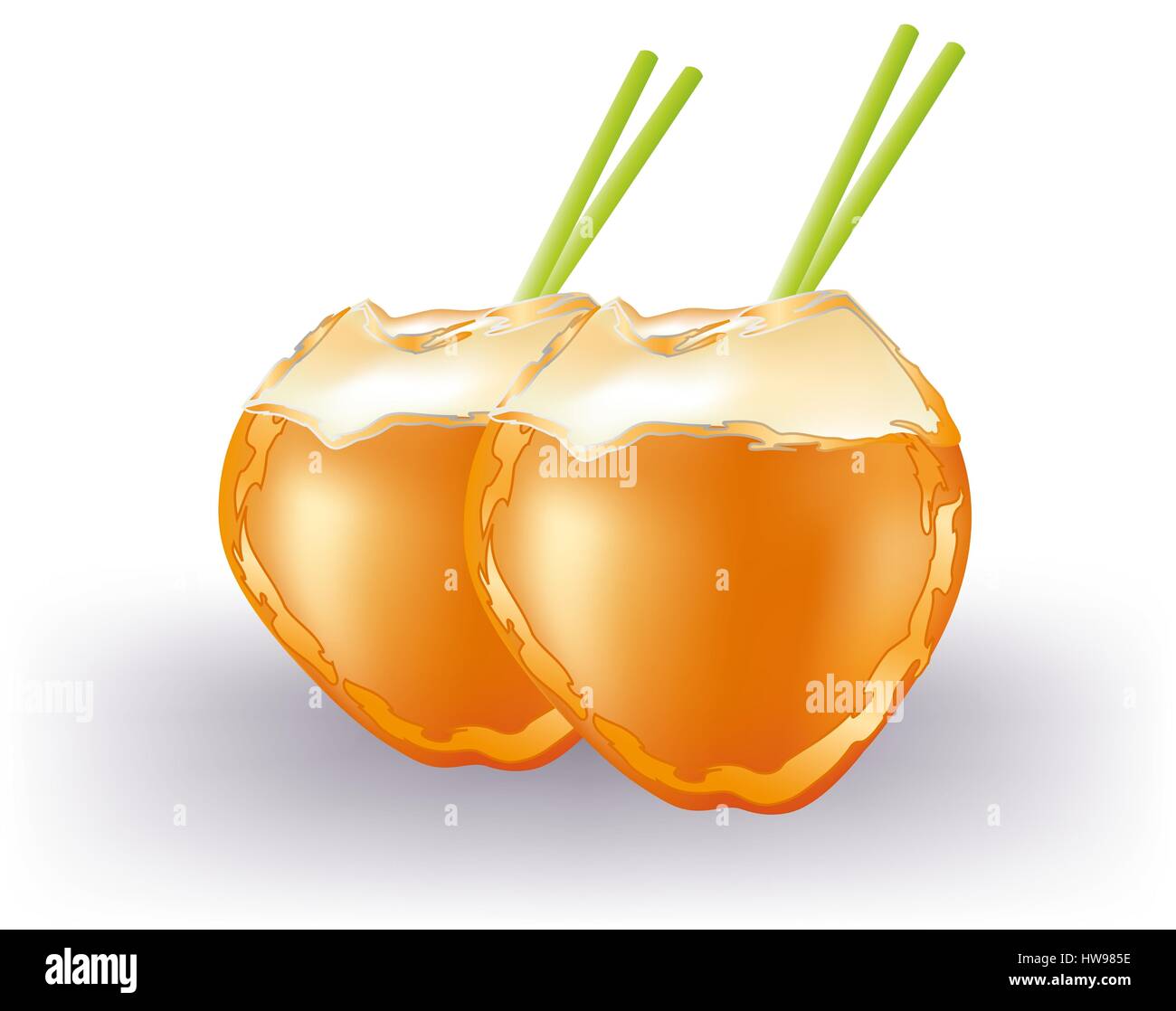 Young yellow coconuts isolated Stock Photo - Alamy