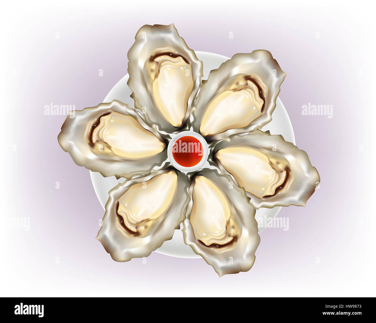 Oysters with shell on white background Stock Photo - Alamy
